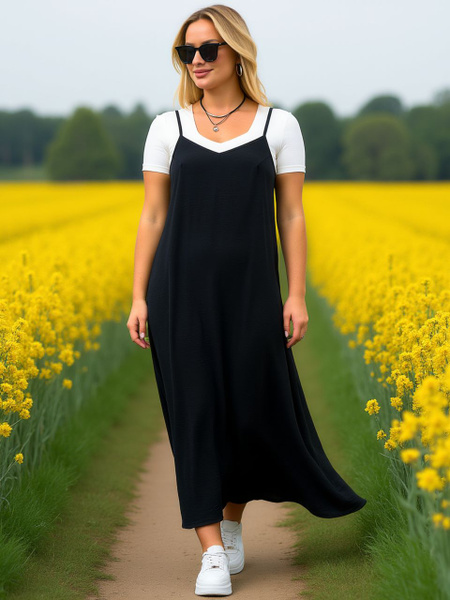 Сарафан Женский XARIZMAS MIND'N'SOUL черный с открытыми плечами Повседневный Без рукавов ...