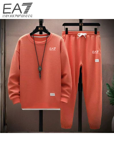 Костюм спортивный Мужской EA7 Спортивный брючный оранжевый, размер 44, 46 Полиэстер FR ...