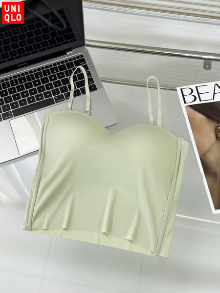 Топ Женский Uniqlo светло-зеленый, размер 48 Нейлон Без рукавов Повседневный Бахрома Китай ...