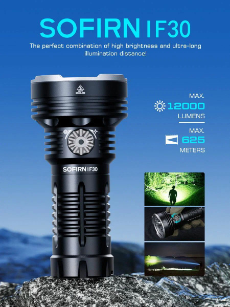 Sofrin IF30 Мощный USB C Перезаряжаемый EDC фонарик IPX8 ...