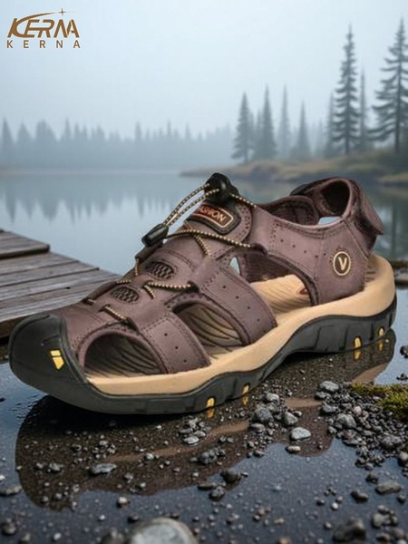 Сандалии Мужской KERNA, размер 42 Искусственная кожа Легкая модель D Лето Россия Липучки Бахрома ...