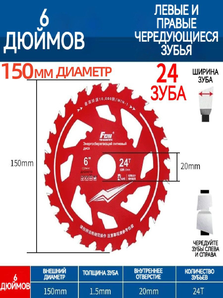 Диск пильный 150 x 1.5 x 20; 24 зуб. купить на OZON по низкой цене ...