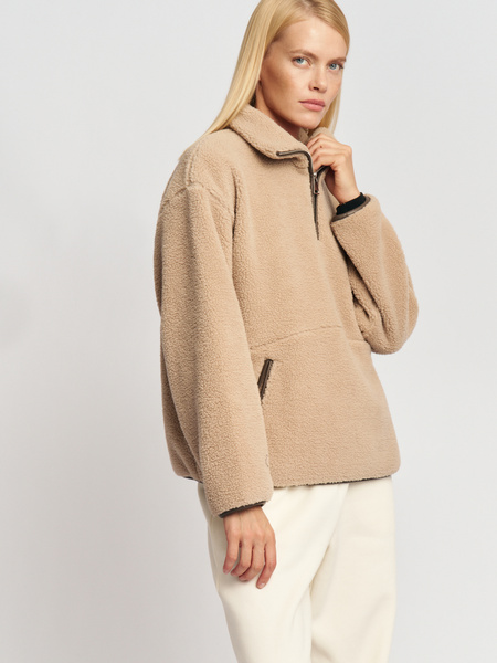 Свитшот Женский Zolla бежевый Полиэстер, размер 46 Китай купить c доставкой на OZON по низкой ...