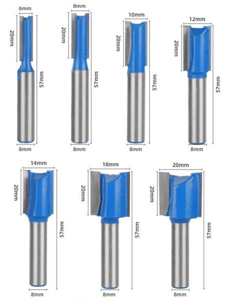 7 шт. Набор фреза по дереву пазовая прямая с двойным лезвием, хвостовик ...