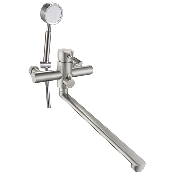 Смеситель для ванны ARGOtech Solid сатин однорычажный с длинным изливом с лейкой (35-L35/D SOLID ...