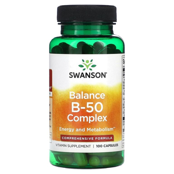 Витамины группы В 100 капсул, Swanson Balance B-50 Complex, Здоровье ...