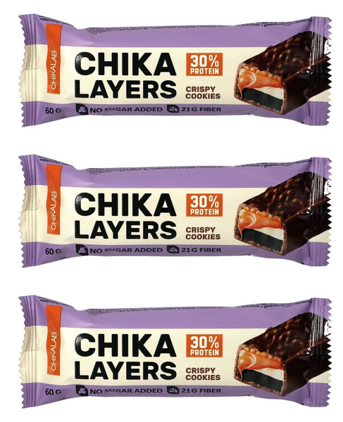 Chikalab Протеиновый батончик Chika Layers Хрустящее печенье с двойным ...