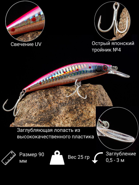 Воблер Минноу (Minnow) 90 мм, 0.5-3 м купить по выгодной цене в ...