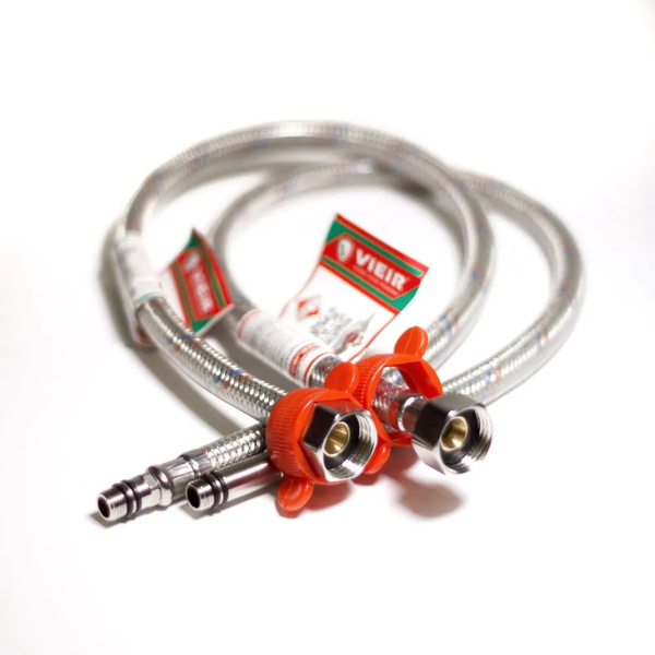 Гибкая подводка для смесителя гайка 1/2"-штуцер М10 (пара) 100 см в силиконовой оплетке VIEIR ...