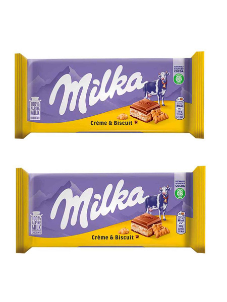 Шоколад Milka Cream & Biscuit, 100 г х 2 шт - купить с доставкой по ...