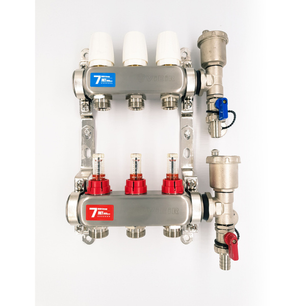 Коллектор для теплого пола VIEIR VR113-03A 1"x 3 выхода с расходомерами - купить в интернет ...