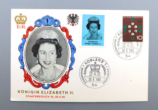 Открытка Первого дня "Посещение Королевой Елизаветой II Германии" 20.05.1965 г - купить с ...