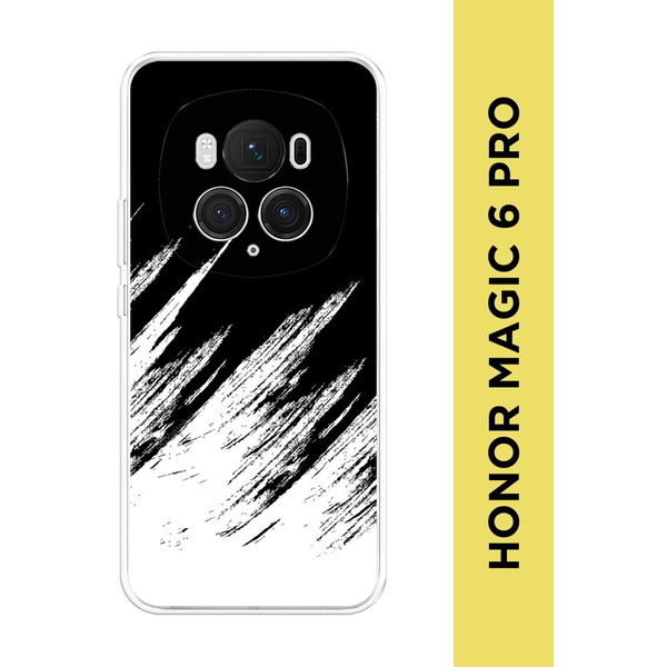 Силиконовый чехол на Honor Magic 6 Pro / Хонор Меджик 6 Про "Черно ...