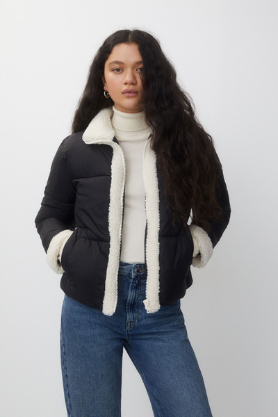 Пальто Pull&Bear, размер 48, 50, цвет черный, Полиэстер - купить по выгодной цене в интернет ...