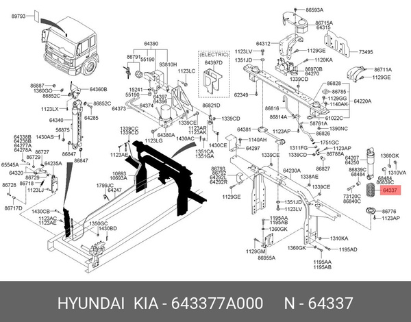 Пружина кабины задняя Hyundai-KIA 64337-7A000 - купить по доступным ...