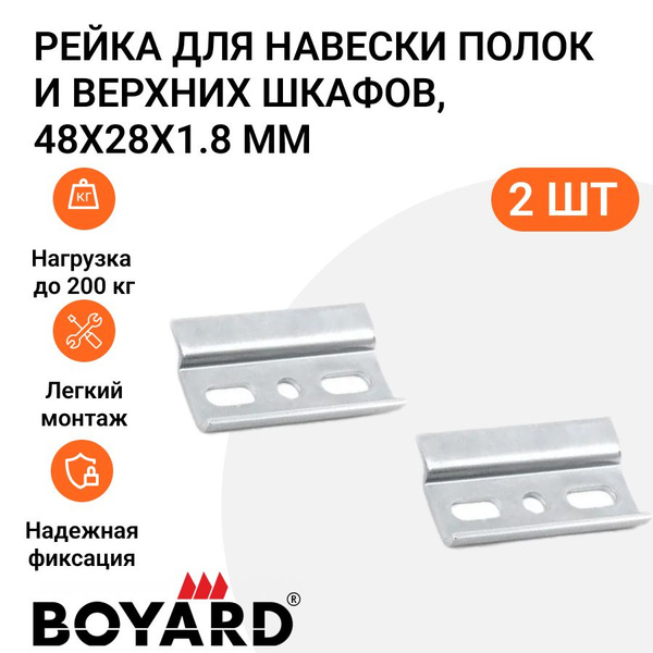Планка (рейка) для навески полок и верхних шкафов 48х1,8х28 мм 2 шт ...