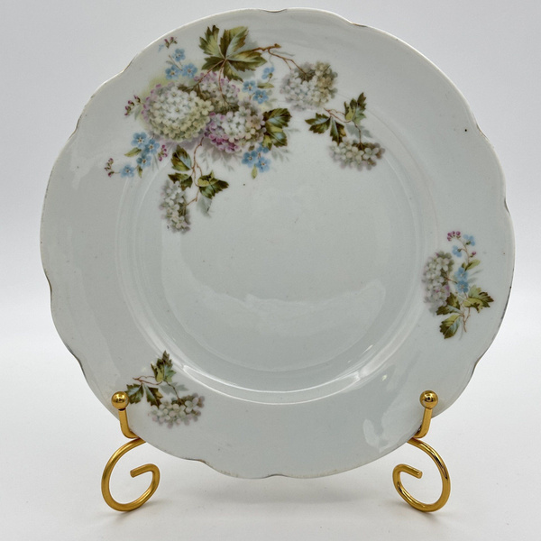 Тарелка винтажная обеденная, украшенная изображением цветов, фарфор, деколь с прорисовкой ...