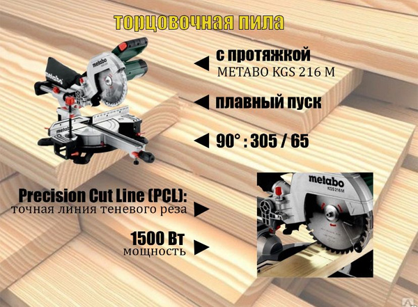 Торцовочная пила METABO KGS 216 M с протяжкой (613216000) - купить с ...