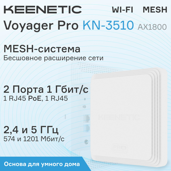 Wi-Fi MESH-система Keenetic Voyager Pro (KN-3510), серый, 2.4 ГГц, 5 ...