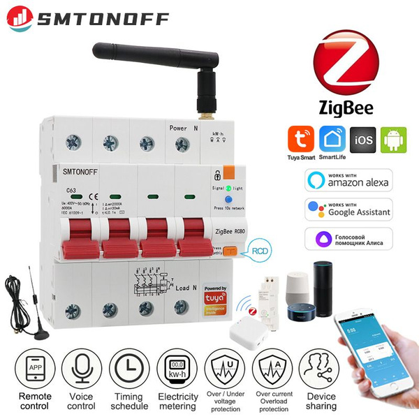 SMTONOFF Tuya ZigBee+RS485 умный RCBO автоматический выключатель ток ...