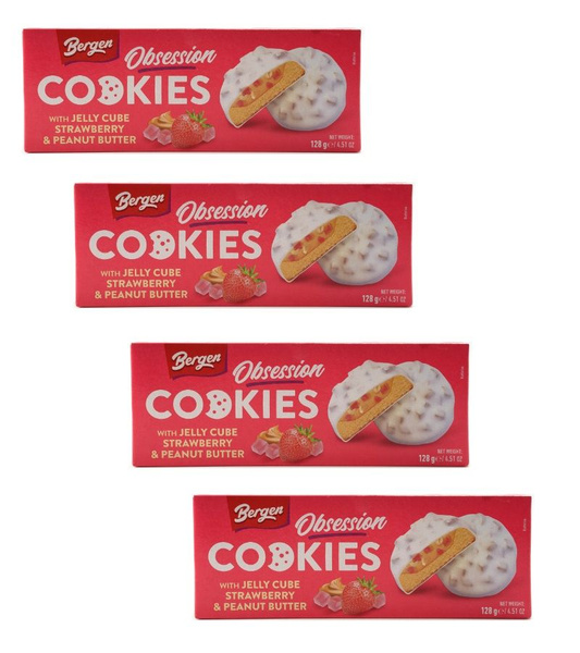 Печенье Bergen Obsession с кусочками желе со вкусом клубники, арахисом ...