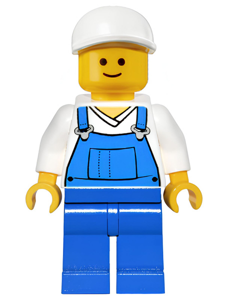 Минифигурка Lego Overalls Blue over V-Neck Shirt, Blue Legs, White ...