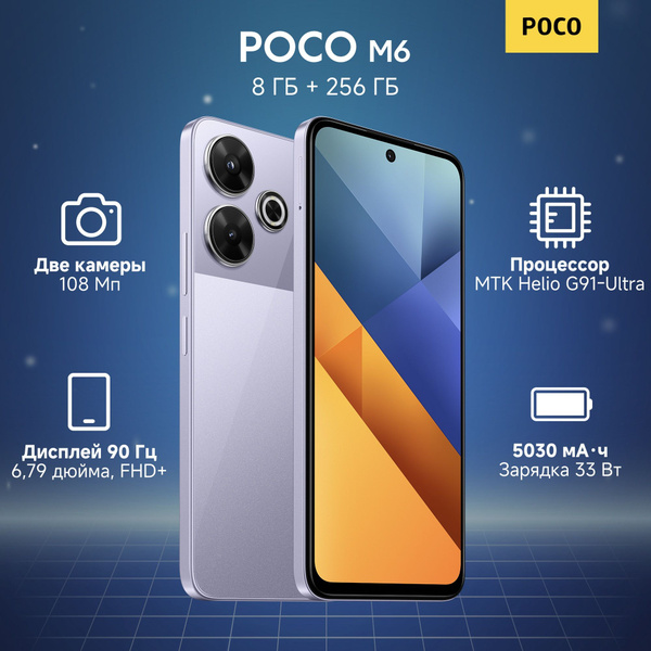 Смартфон Poco M6 - купить по выгодной цене в интернет-магазине OZON (1594477229)