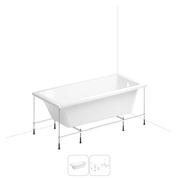 Акриловая ванна 180х85 с каркасом Wellsee FreeDom 202010526 в наборе 2 ...