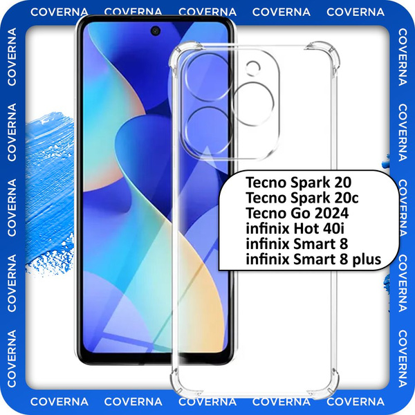 Чехол противоударный прозрачный силиконовый накладка с усиленными углами на Tecno Spark 20 20c