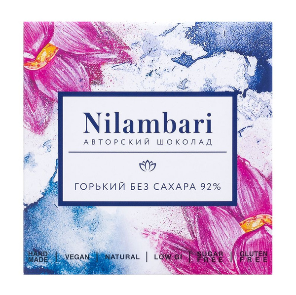 Шоколад Nilambari горький без сахара 92% 65г, Россия - купить с ...