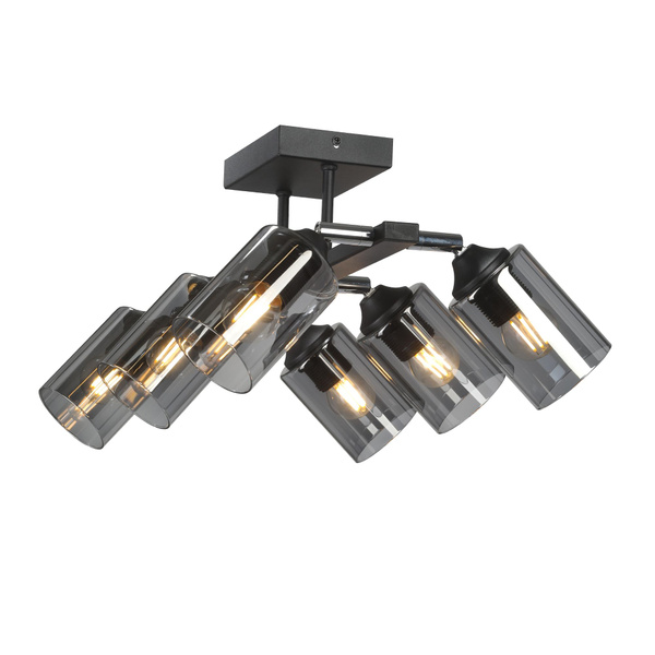 Люстра потолочная Vitaluce V2833-1/6PL, 6 ламп, E27 макс. 40Вт, 18м2, цвет чёрный матовый ...