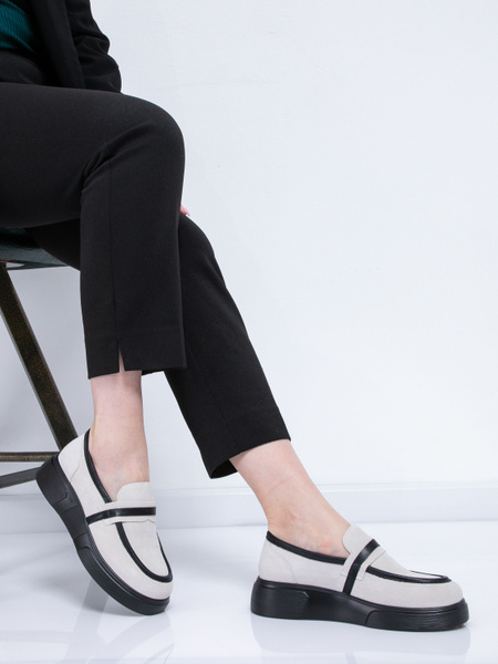 Лоферы Женский Ascalini бежевый, размер 40 Стандартный средний (до 9 см) Демисезон 8 Без ...