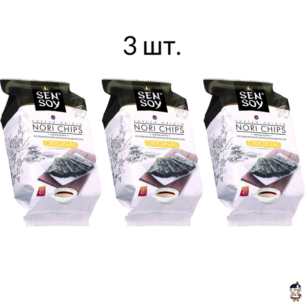 Sen Soy Чипсы Нори "Original" из морской капусты, 4,5 г * 3 шт ...