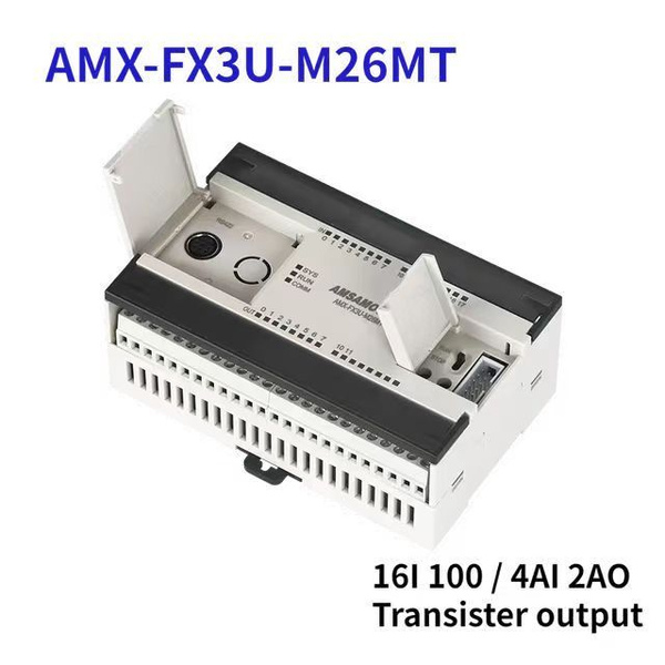 Amsamotion FX3U-M26MT Заменяет аналоговый транзистор MELSEC PLC 4AI/2AO 16DI/10DO MODBUS для ...