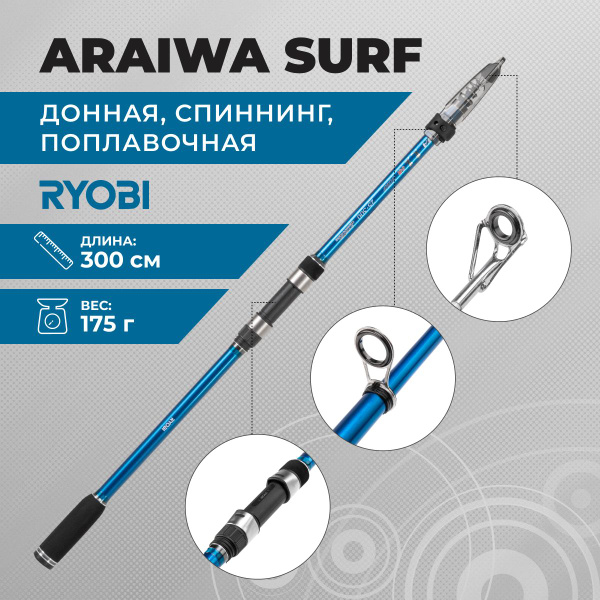 Удилище Ryobi SURF 25#_бирюзовый_бирюзовый, от 30 гр купить по выгодным ...