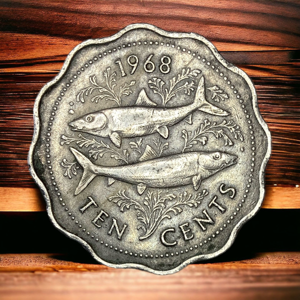 Монета Багамские острова 10 центов 1968 года. Рыбы. Елизавета II - купить в интернет-магазине ...