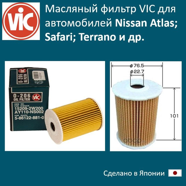 Фильтр масляный Vic O206 - купить по выгодным ценам в интернет-магазине OZON (1659734826)