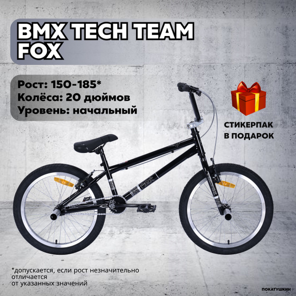 Трюковой велосипед BMX Tech Team Fox 2024 Черно-серебряный - купить по ...