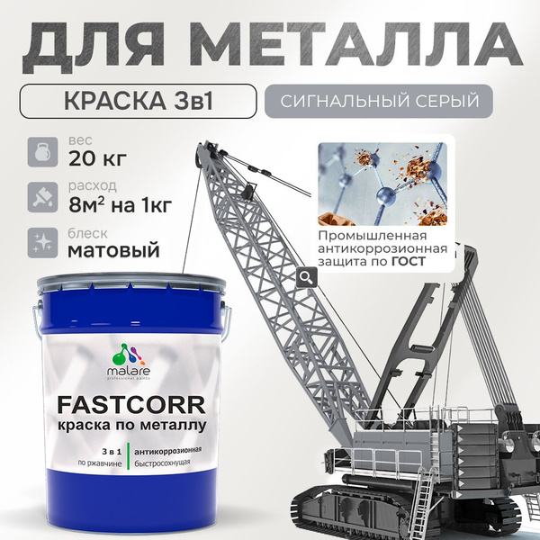 Характеристики Краска для металла по ржавчине Malare FastCorr, для ...