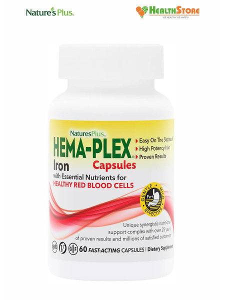 NaturesPlus HEMA-PLEX Iron Capsules 60 капсул Железо витамины хема ...