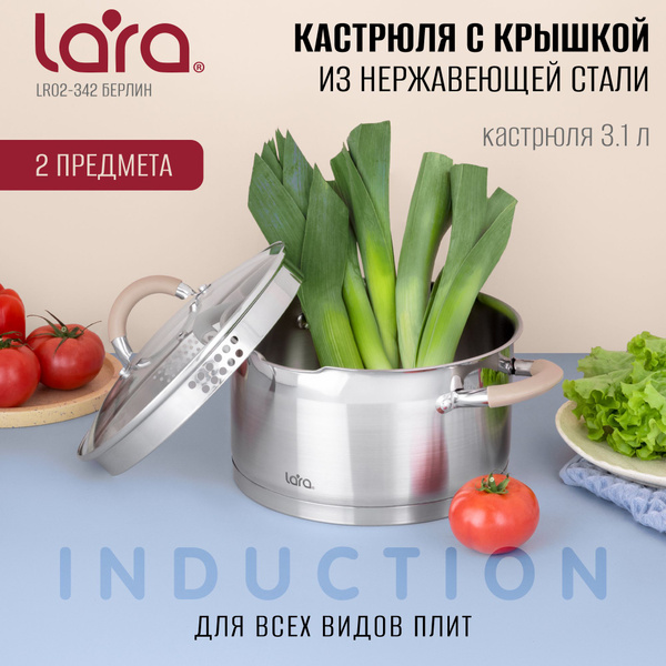 Кастрюля 3,1 л. из нержавеющей стали для всех видов плит в т.ч. для ...