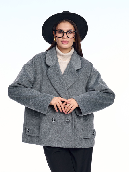 Пальто Selina Style, Демисезон, размер 50, цвет графит, Полиэстер ...