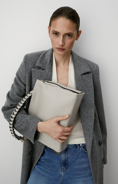 Сумка женская на плечо натуральная кожа Италия APRELL 0300 светло-серый ...