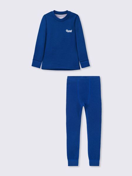 Комплект термобелья Мальчики OLDOS, размер 110 Зима Шерсть, Хлопок синий, серый Повседневный ...