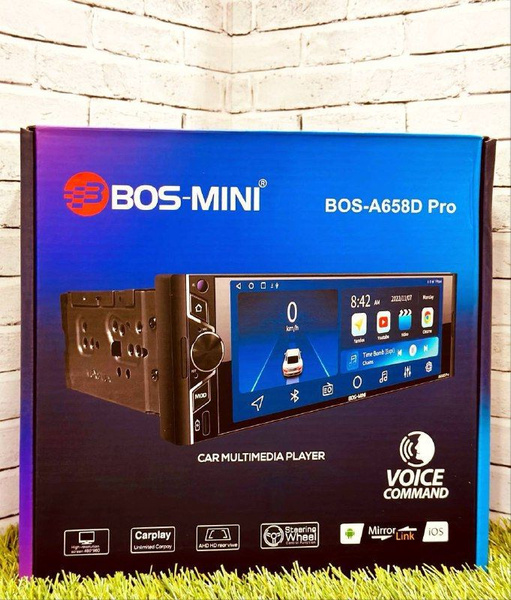 Автомагнитола 1 Din BOS-MINI A658D Pro 4/64GB 55W Android 12.0 CarPlay Bluetooth Wi-Fi AUX, USB ...