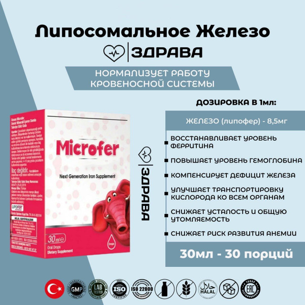 Микрофер Железо Капли / Microfer Iron Drops, 30 мл, Swiss Bork, Турция ...