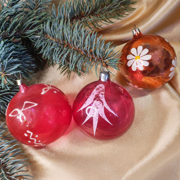 Елочные игрушки СССР набор. Шары. 3 шт. Стекло. Винтаж купить на OZON ...