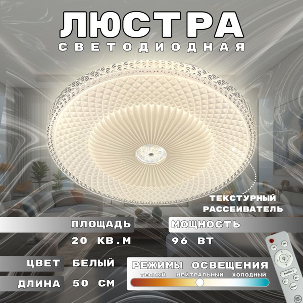 Потолочная светодиодная люстра My Light, 96W с эффектом звездного неба ...