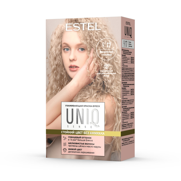 ESTEL Ухаживающая краска-блеск для волос без аммиака UNIQ SENSE 9/17 блондин пепельно-коричневый ...