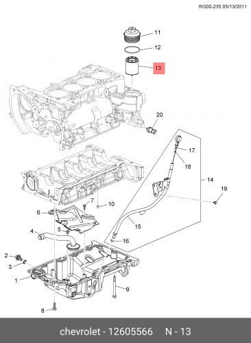 Фильтр масляный General Motors двигателя GM/OPEL/CHEVROLET^12605566 ...